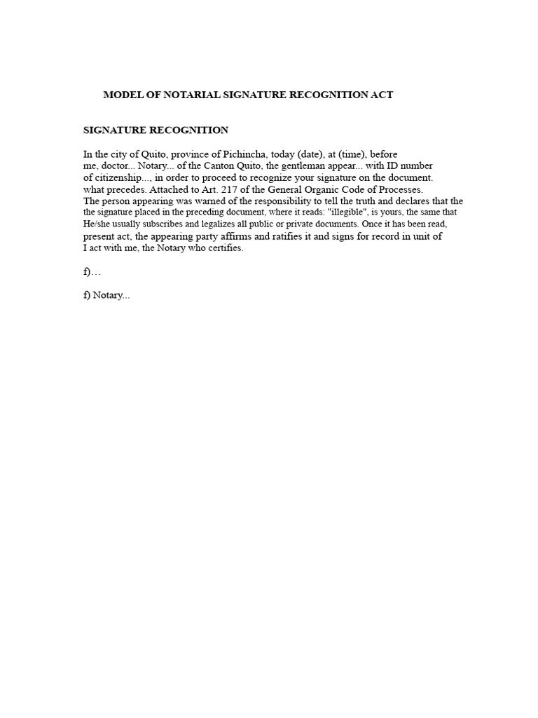 Acknowledgment of Signature Act | PDF