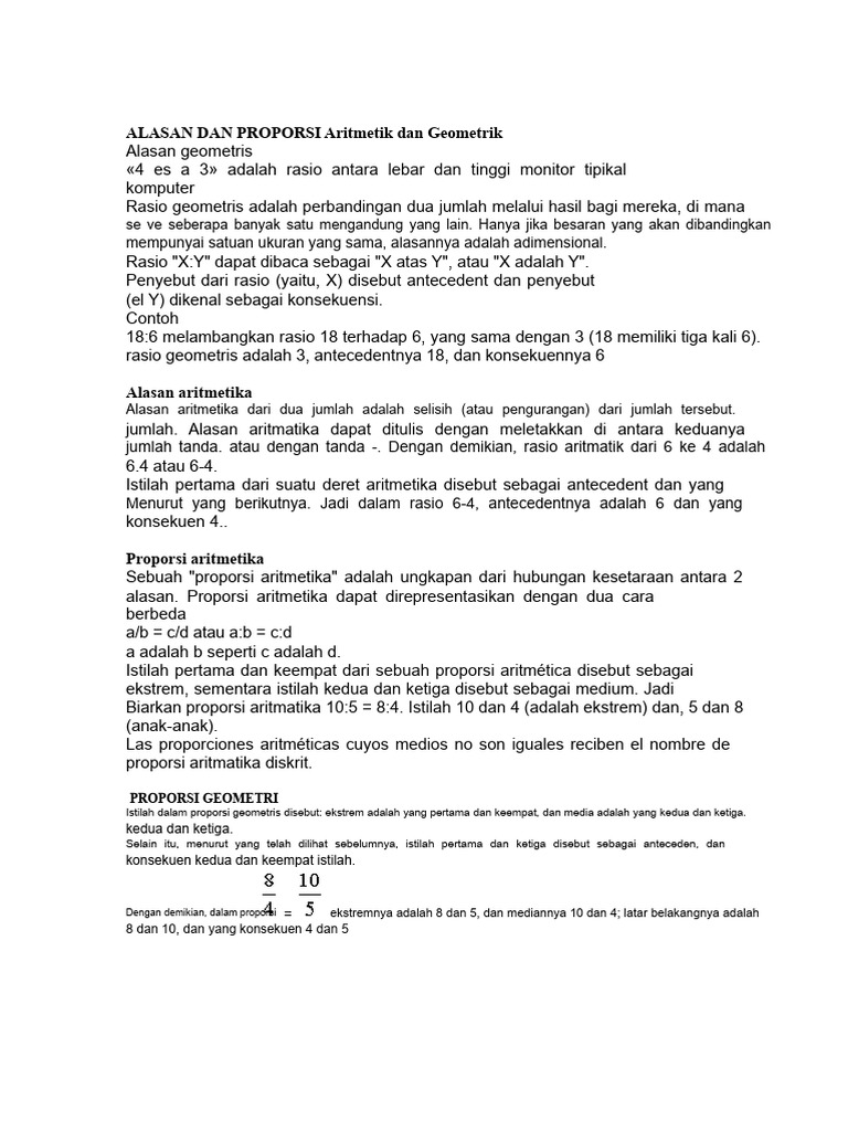 Rasio dan Proporsi Aritmetik-Geometrik | PDF