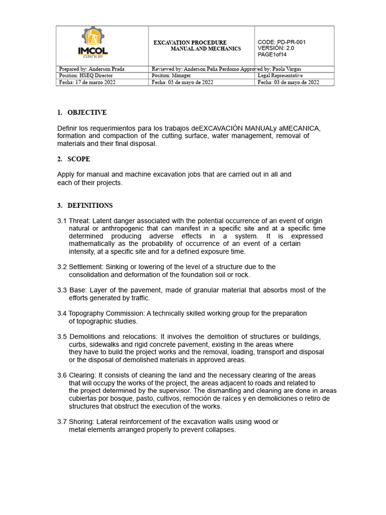 Excavation Procedure Manual 2.0 | PDF | Landslide