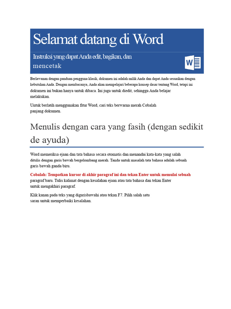 Selamat Datang Di Word | PDF