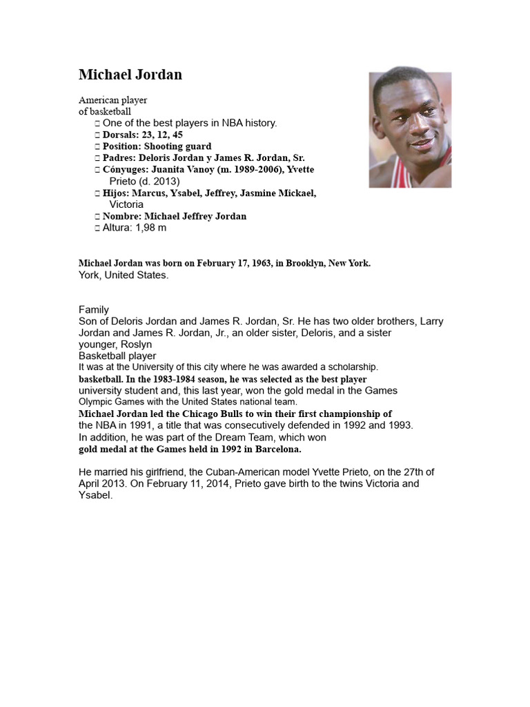 Biography Michael Jordan | PDF
