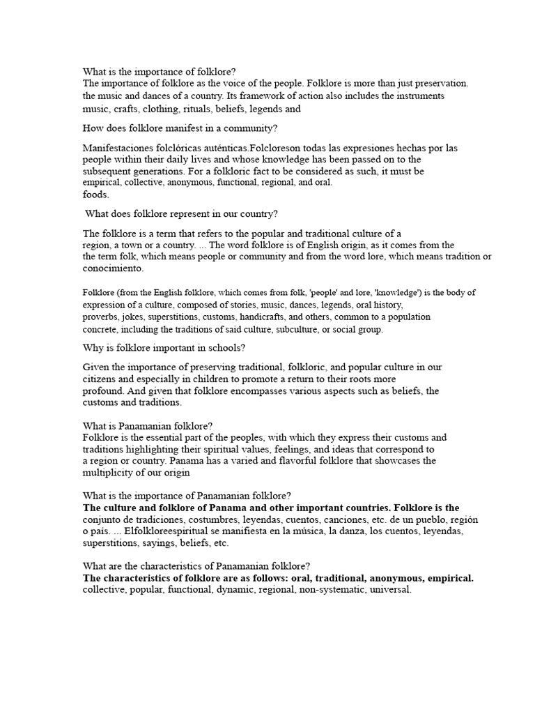 What Is The Importance of Folklore? | PDF | Folklore | Cultural ...