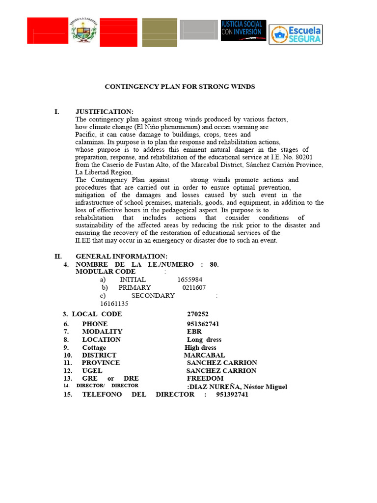 Contingency Plan for Strong Winds | PDF | Firefighter | Emergency