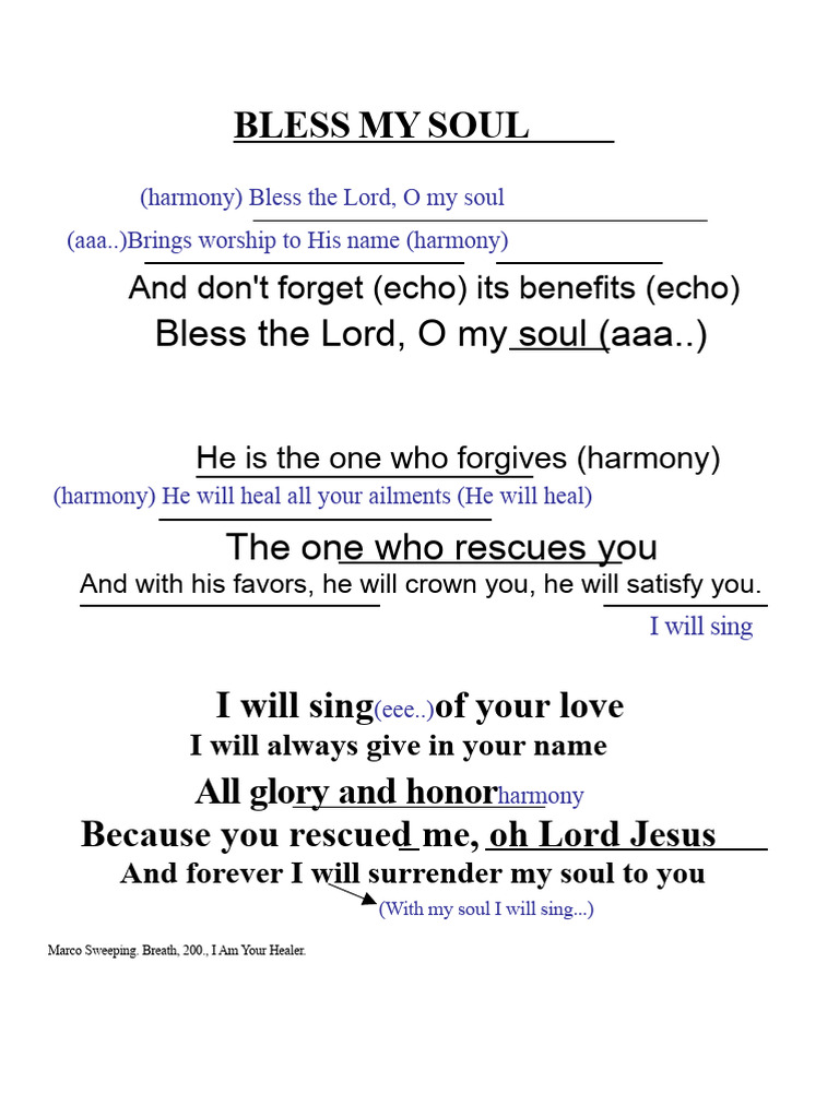 Bless My Soul - Sing of Your Love | PDF | Glory (Religion) | Systematic ...