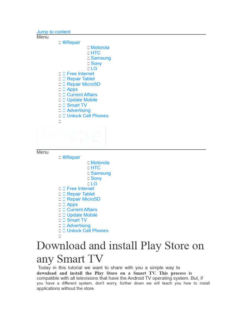 and Install Play Store On Any Smart TV | PDF | Google Play | Android (Operating System)