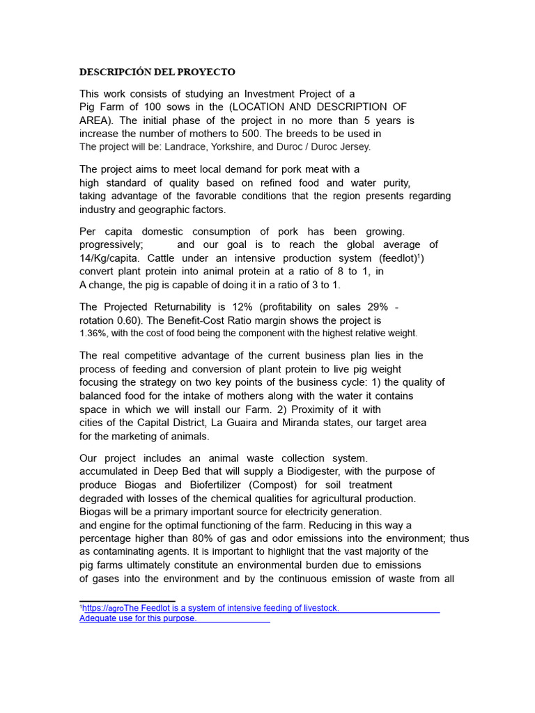 Pig Farm Project | PDF | Net Present Value | Pig