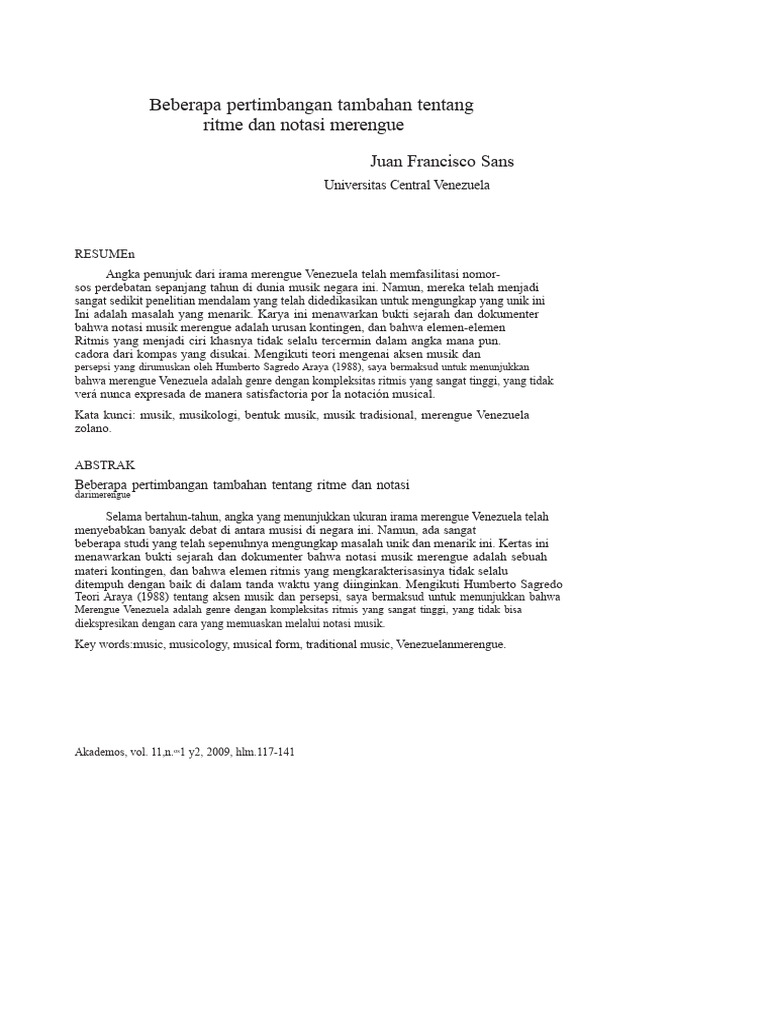 Ritme dan Notasi Merengue Venezuela | PDF