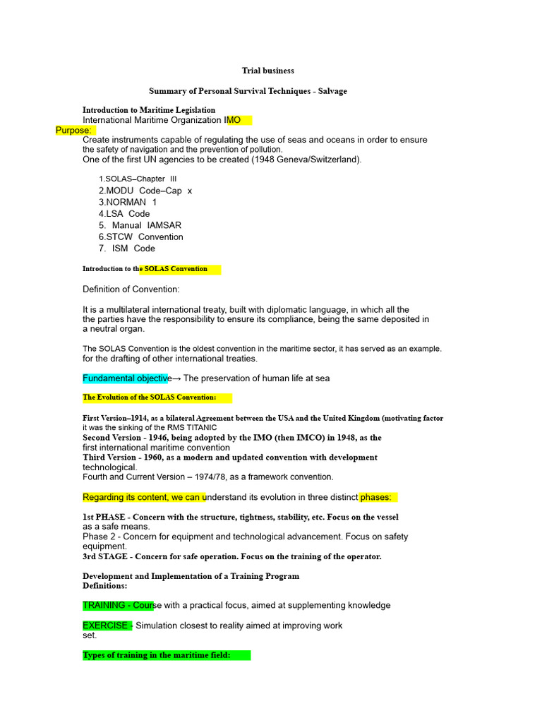 Summary of Personal Survival Techniques | PDF