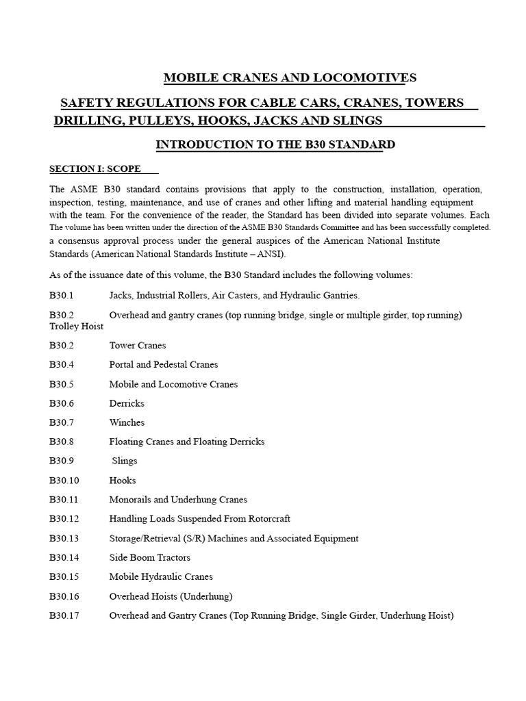 ASME B30.5 Mobile Cranes and Locomotives | PDF | Crane (Machine) | Elevator