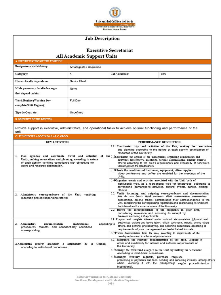Executive Secretariat Job Description | PDF | Business