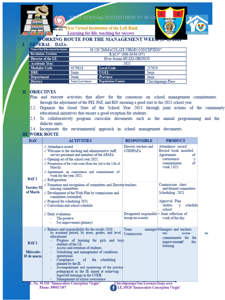 WORKING ROUTE FOR MANAGEMENT WEEK 1 and 2 | PDF | Learning