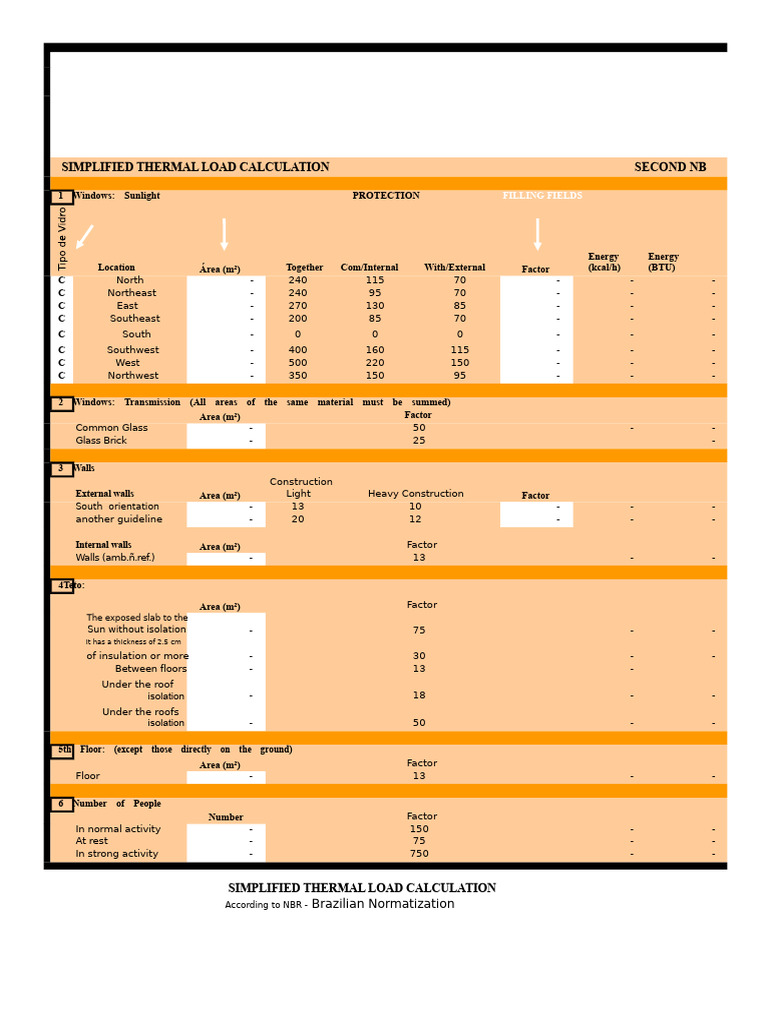 Thermal Load Calculation Spreadsheet | PDF | Building Engineering ...