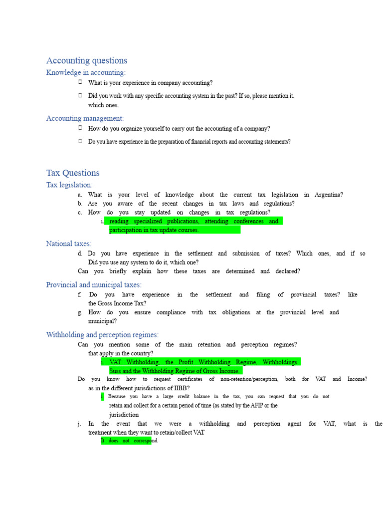 Accounting Interview Questions | PDF | Taxes | Value Added Tax