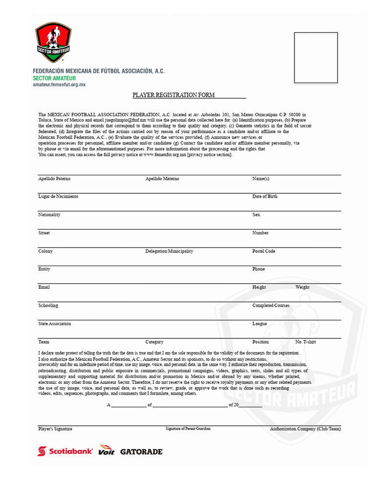 Player Registration 2018-2019 | PDF