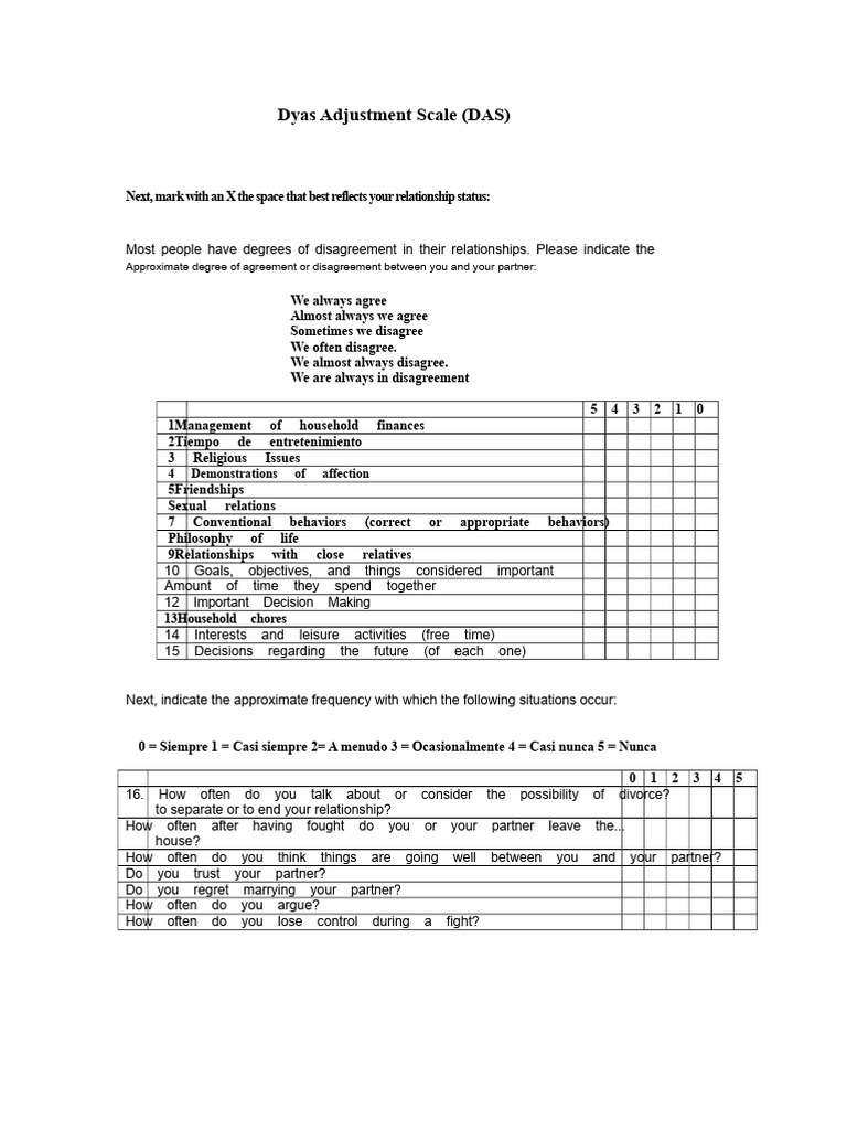 Dyadic Adjustment Scale | PDF | Psychological Concepts | Behavioural ...