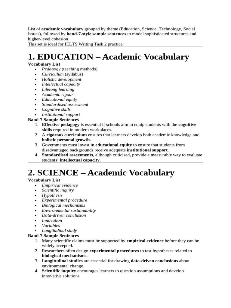 Acdemic Voc | PDF | Science | Vocabulary