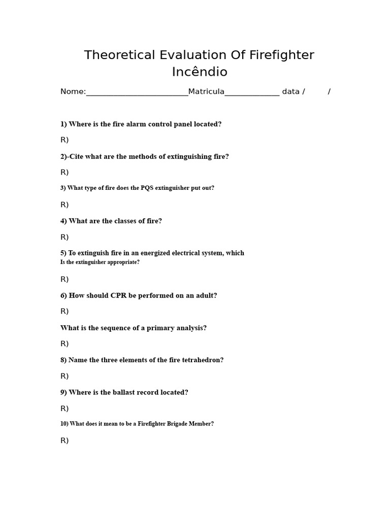 Theoretical Assessment of Firefighter Brigade | PDF