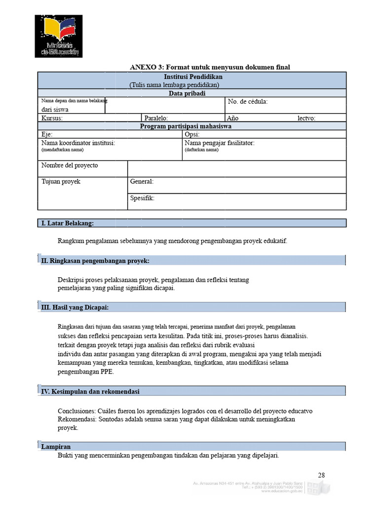 Format Dokumen Proyek Edukatif | PDF