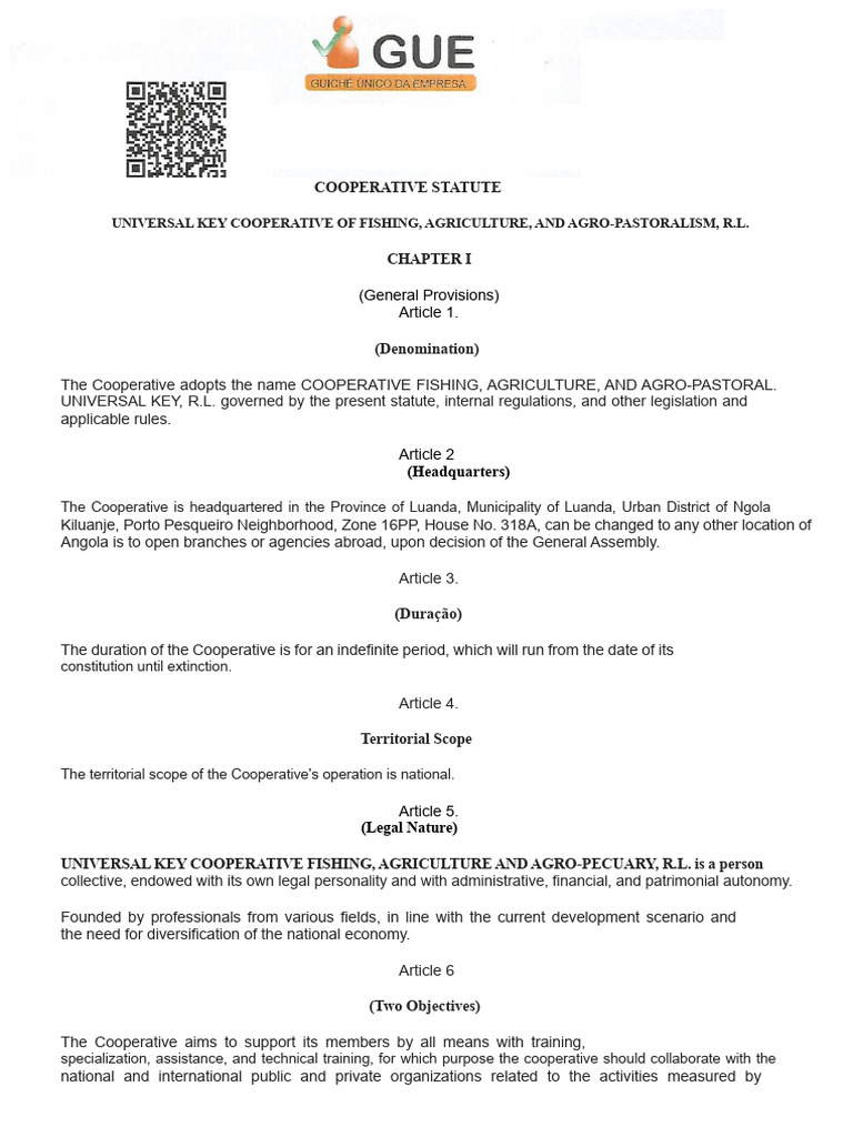 Universal Key Cooperative Statute | PDF | United Nations General ...