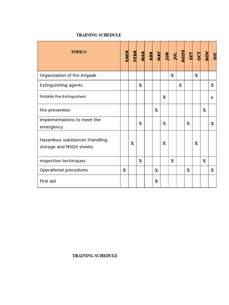 Training Schedule For Drills | PDF