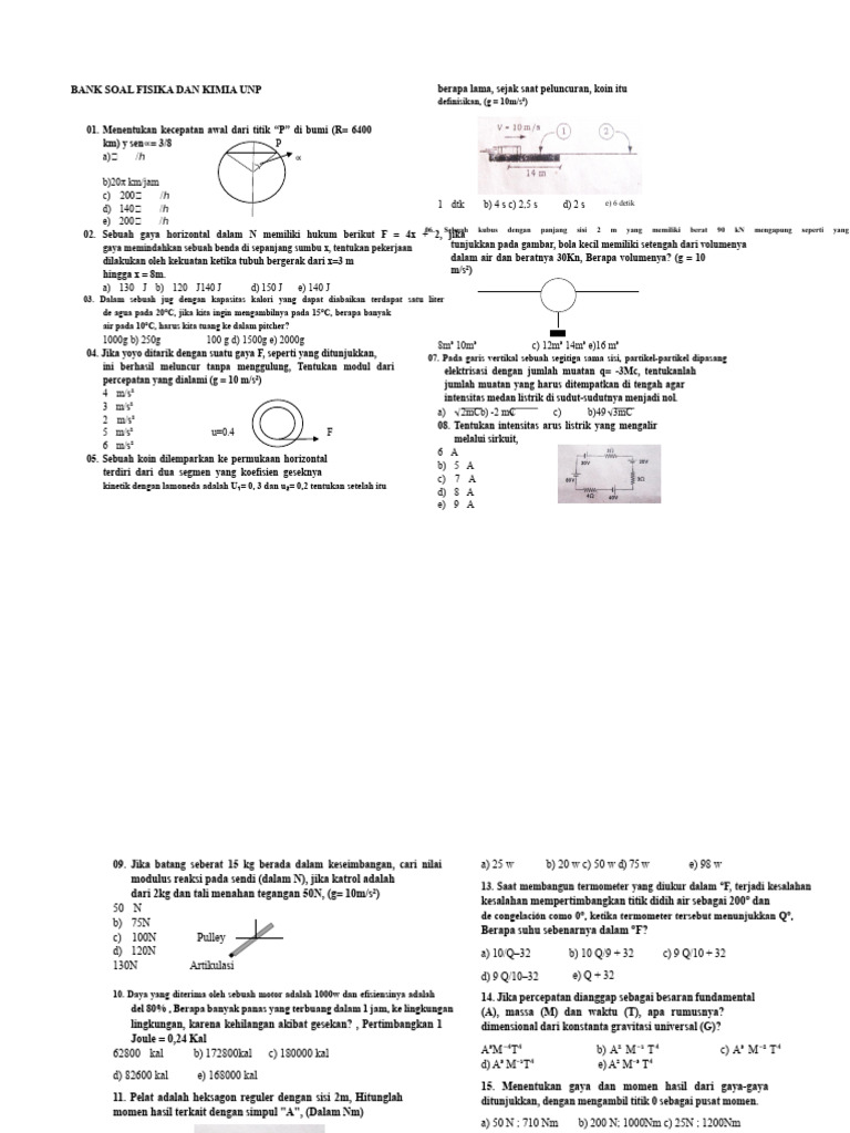 Bank Soal Fisika Dan Kimia Unp | PDF