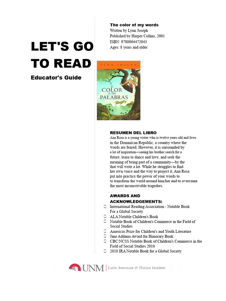 The-Color-Of-My-Words by Lynn Joseph | PDF | Love | Dominican Republic