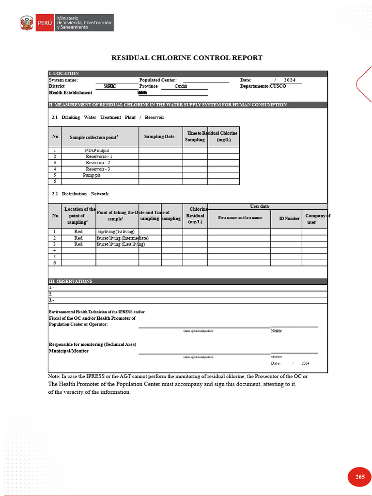 Residual Chlorine Control Report 2024 | PDF | Earth Sciences | Water ...