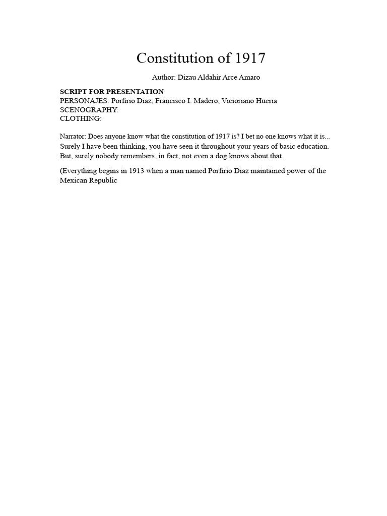 Theater Script Constitution of 1917 | PDF