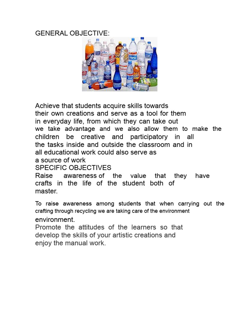 Objectives of Recycling Crafts | PDF