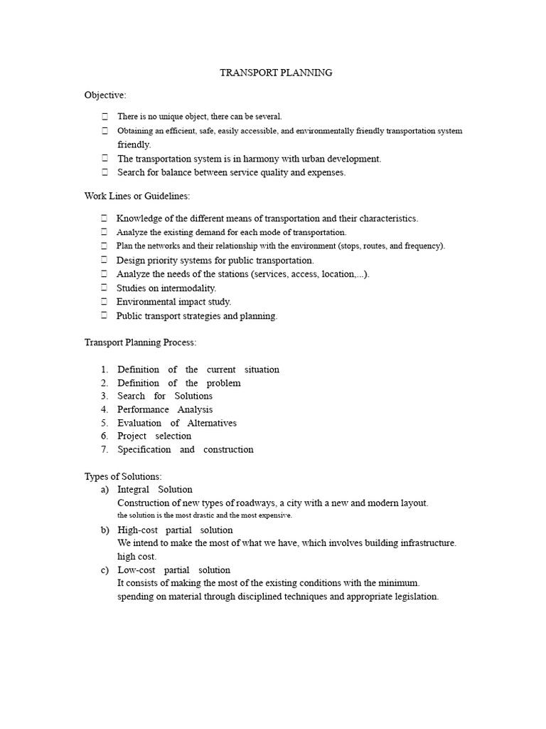 Effective Urban Transport Planning Guide | PDF | Transport | Public ...