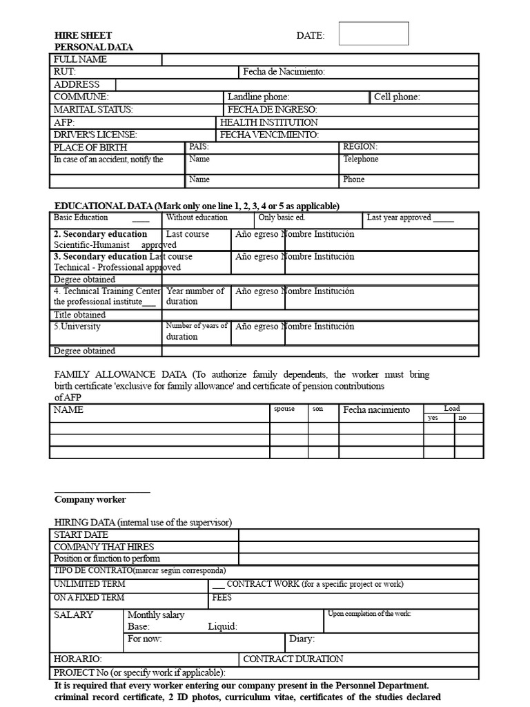 Contract Sheet | PDF