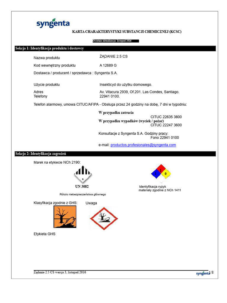 Karta Bezpieczeństwa Demand SC | PDF