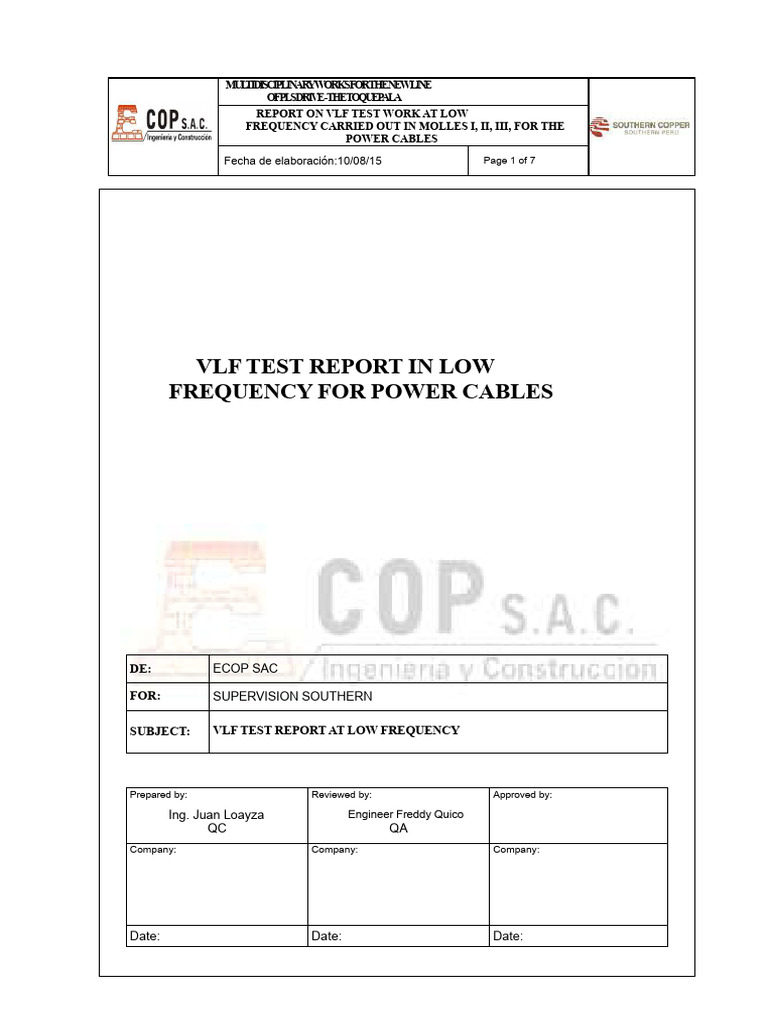 VLF Test Report at Low Frequency | PDF | Electrical Engineering ...
