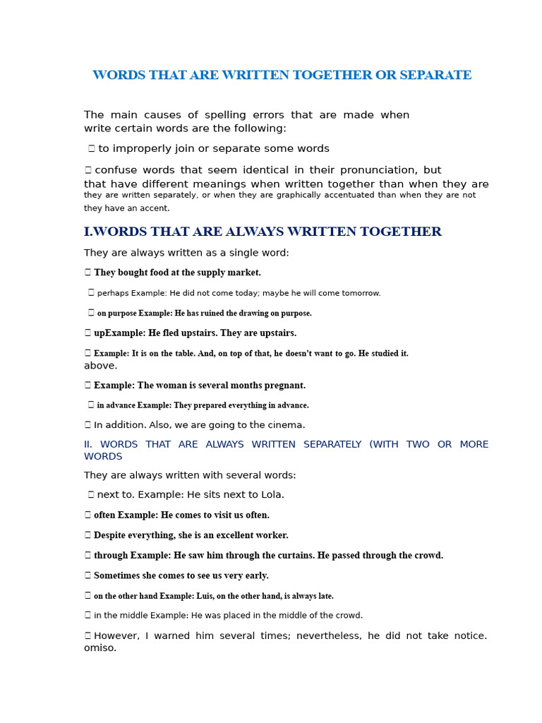 Words That Are Written Together or Separately | PDF | Adverb | Adjective