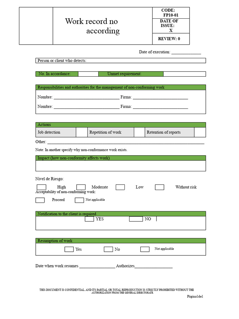 Non-Conformance Work Management Record | PDF