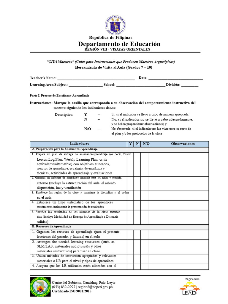 Profesores GIYA G7 10 | PDF | Aprendizaje | Evaluación
