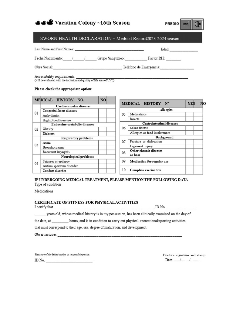 01 - MEDICAL RECORD Summer Camp 23-24 | PDF | Cardiovascular Diseases ...
