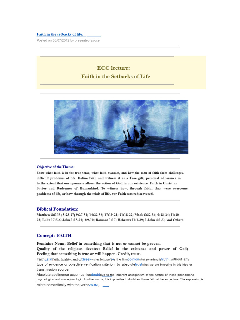 Faith in The Setbacks of Life | PDF | Faith | Jesus