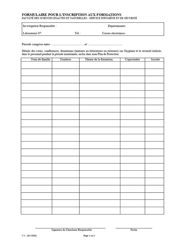Inscription aux Formations en Hygiène et Sécurité | PDF