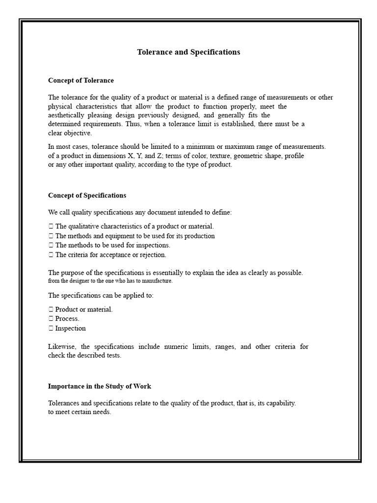 Tolerance and Specifications STUDY | PDF | Engineering Tolerance ...