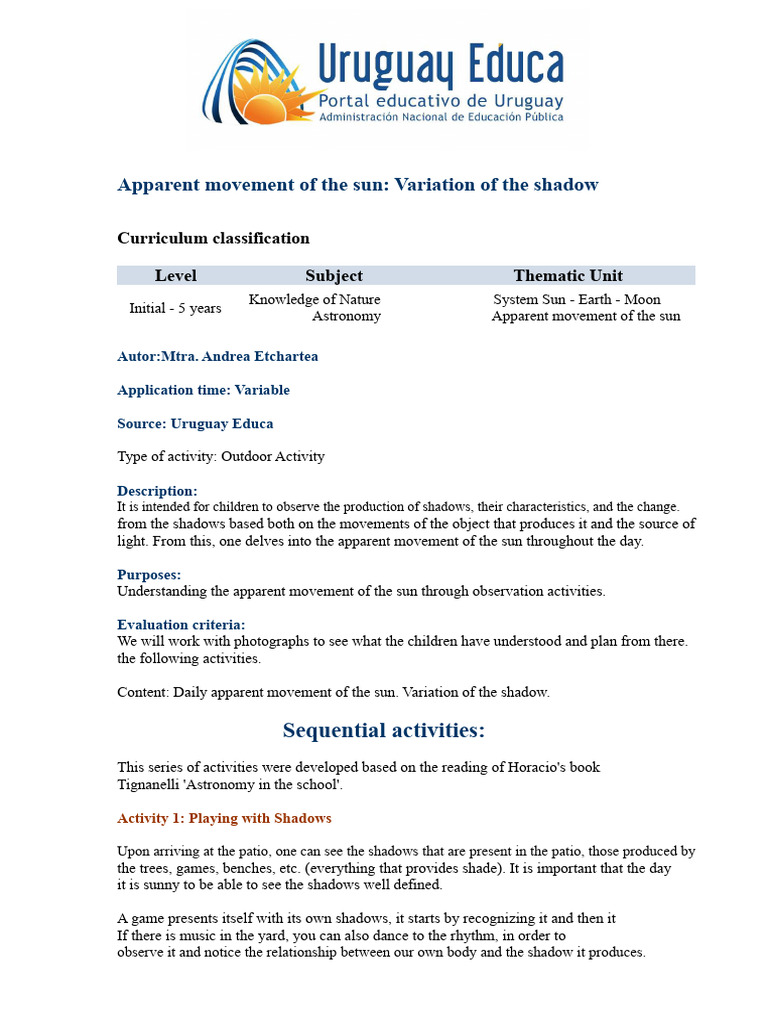 Print Apparent Movement of The Sun | PDF | Shadow | Sky