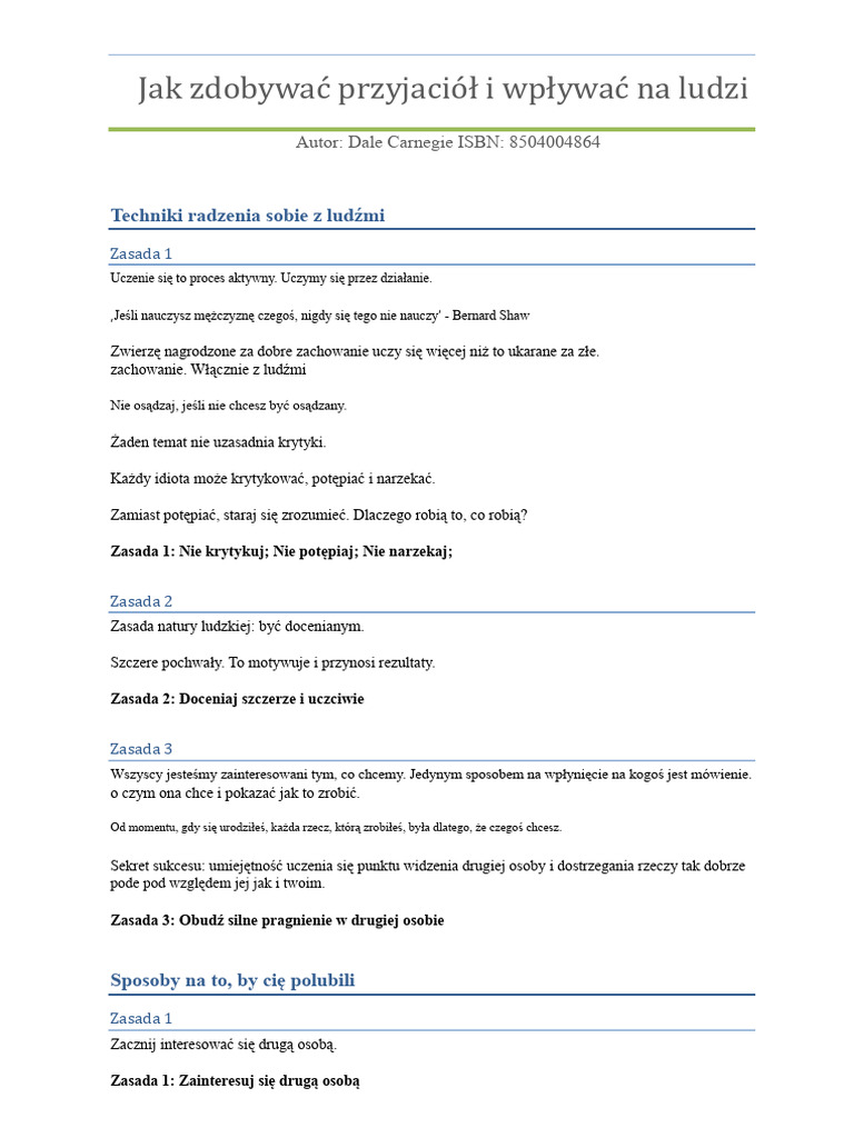 Jak Zdobyć Przyjaciół I Zjednać Sobie Ludzi - Dale Carnegie | PDF