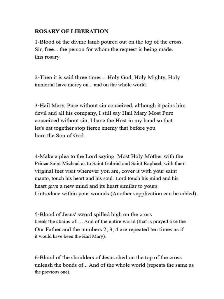 Rosary Of Liberation To The Blood Of Christ Pdf