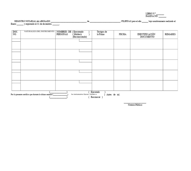 Formato de Registro Notarial | PDF