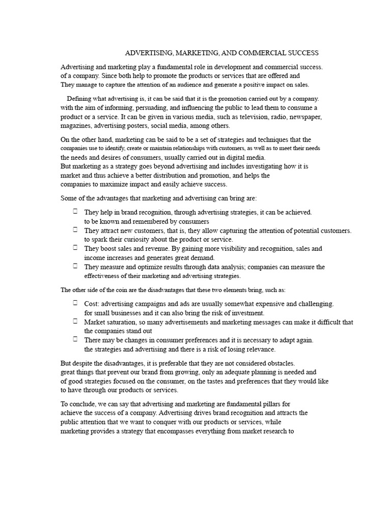 Essay On Advertising and Marketing | PDF | Advertising | Marketing