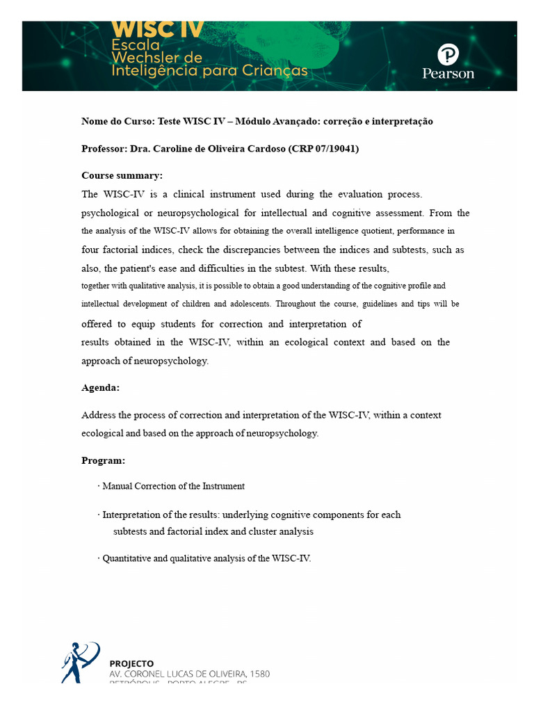 WISC-IV Advanced Interpretation Course | PDF | Psychological Concepts ...