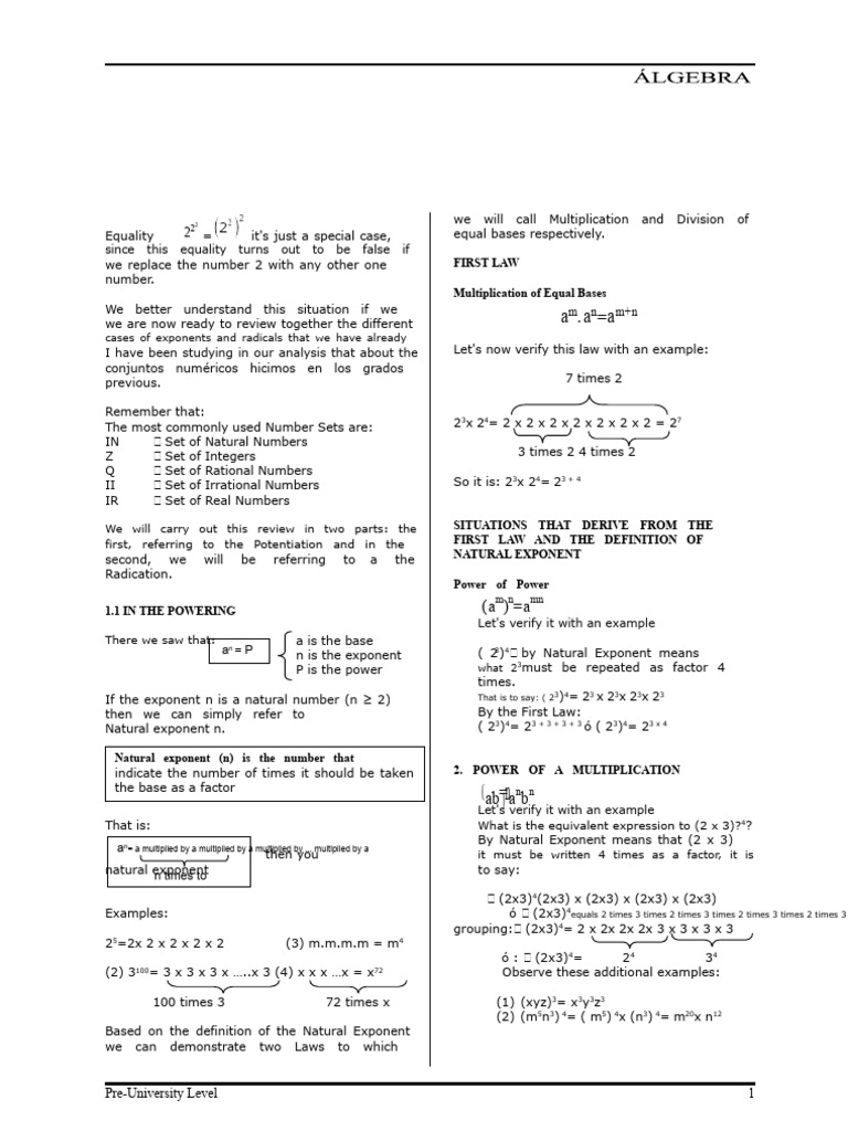 Theory of Exponents | PDF | Multiplication | Exponentiation