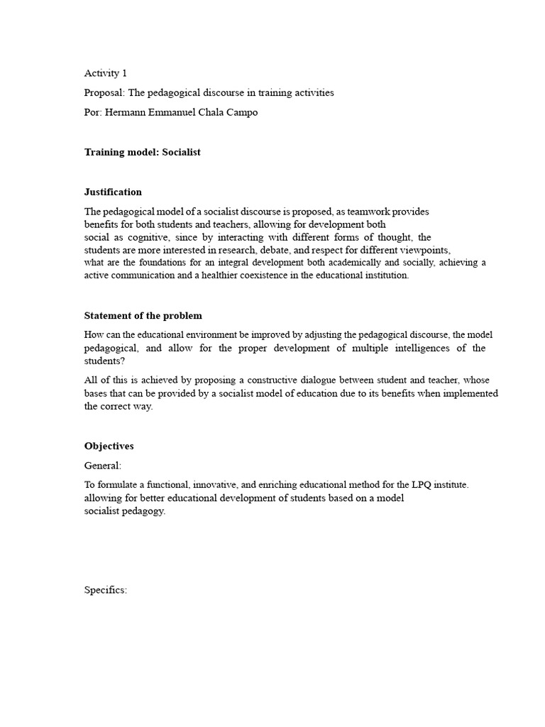 Activity 1 Pedagogical Speech in Training Activities | PDF | Pedagogy ...