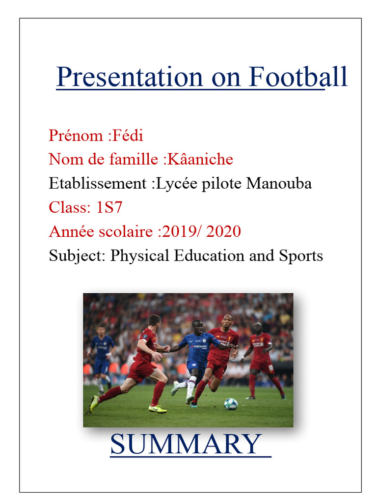 Presentation On Football | PDF | Association Football | Sports
