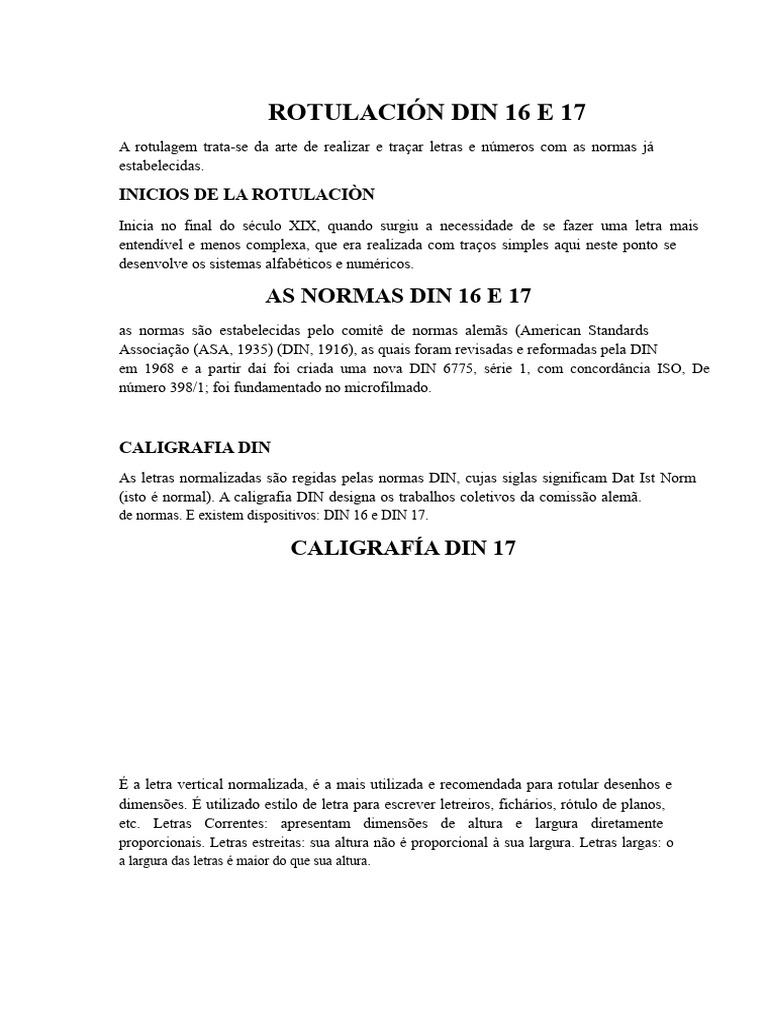 Normas de Rotulagem DIN 16 e 17 | PDF